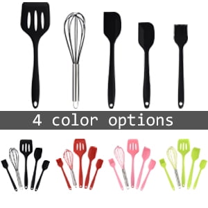 Kitchen Silicone Utensils Set,5 Pcs Silicone Spatula,Non-Stick Silicone ...