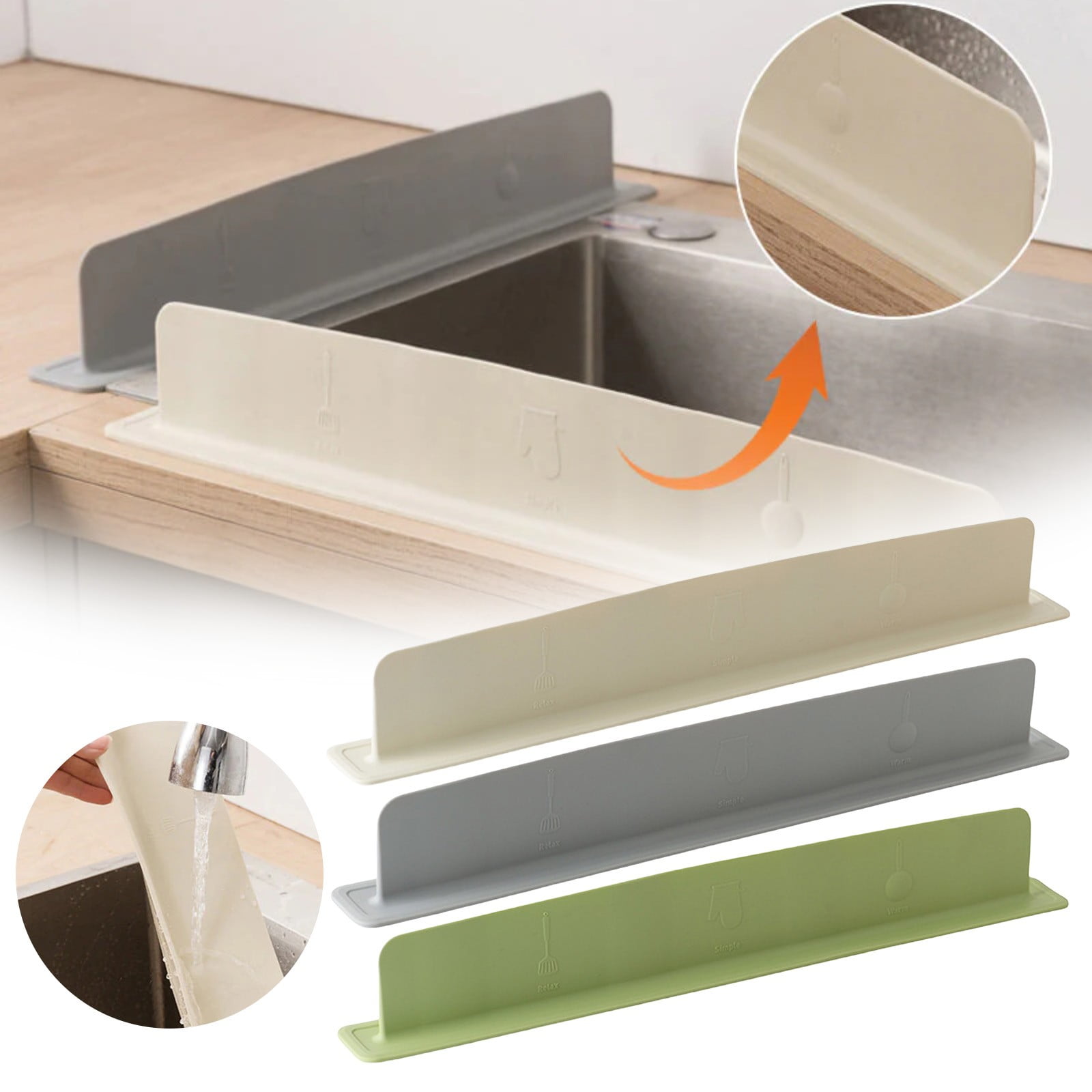 Kitchen Silicone Water Baffle, Kitchen Sink Splash Guard that Can Be ...