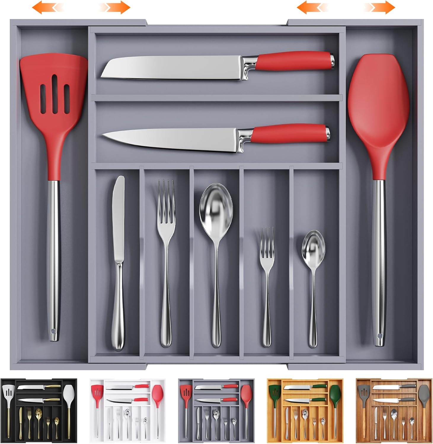 Kitchen Silverware Drawer Organizer and Storage Cabinet Utensil Rack ...