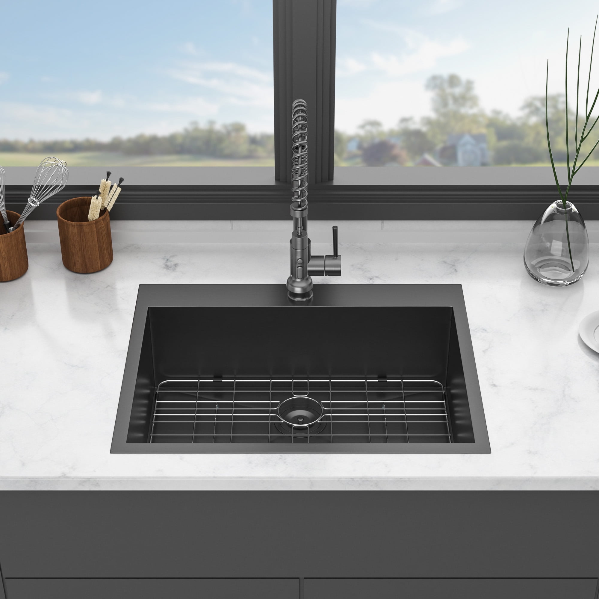 Kitchen Sink 25 Kitchen Sink Drop In - 25x22 Gunmetal Black Drop In ...