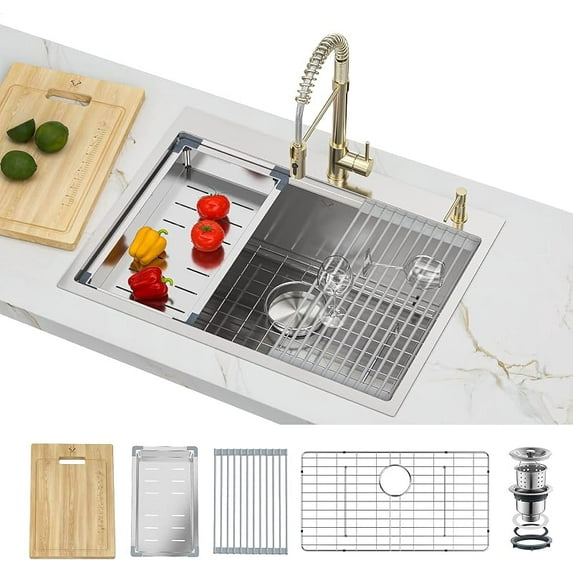 Kitchen Sink 30x18 Inch Undermount Sink Stainless Steel 16 Gauge Single ...