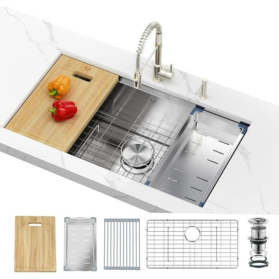 Kitchen Sink 30x18 Inch Undermount Sink Stainless Steel 16 Gauge Single ...