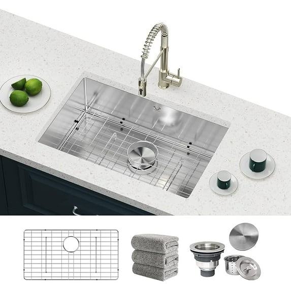 Kitchen Sink 30x18 Inch Undermount Sink Stainless Steel 16 Gauge Single ...