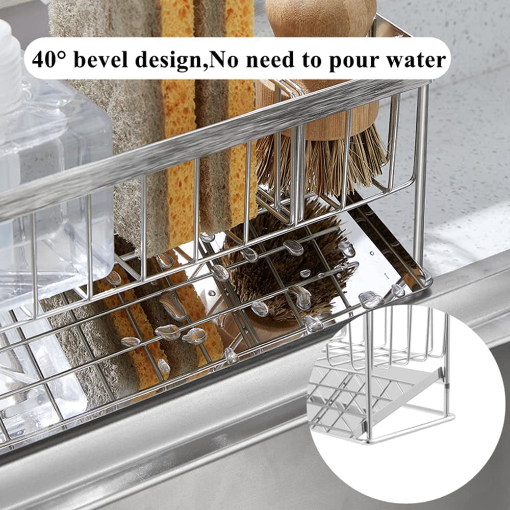 Kitchen Sink Caddy Organizer, 304 Stainless Steel Sponge Holder Sink ...