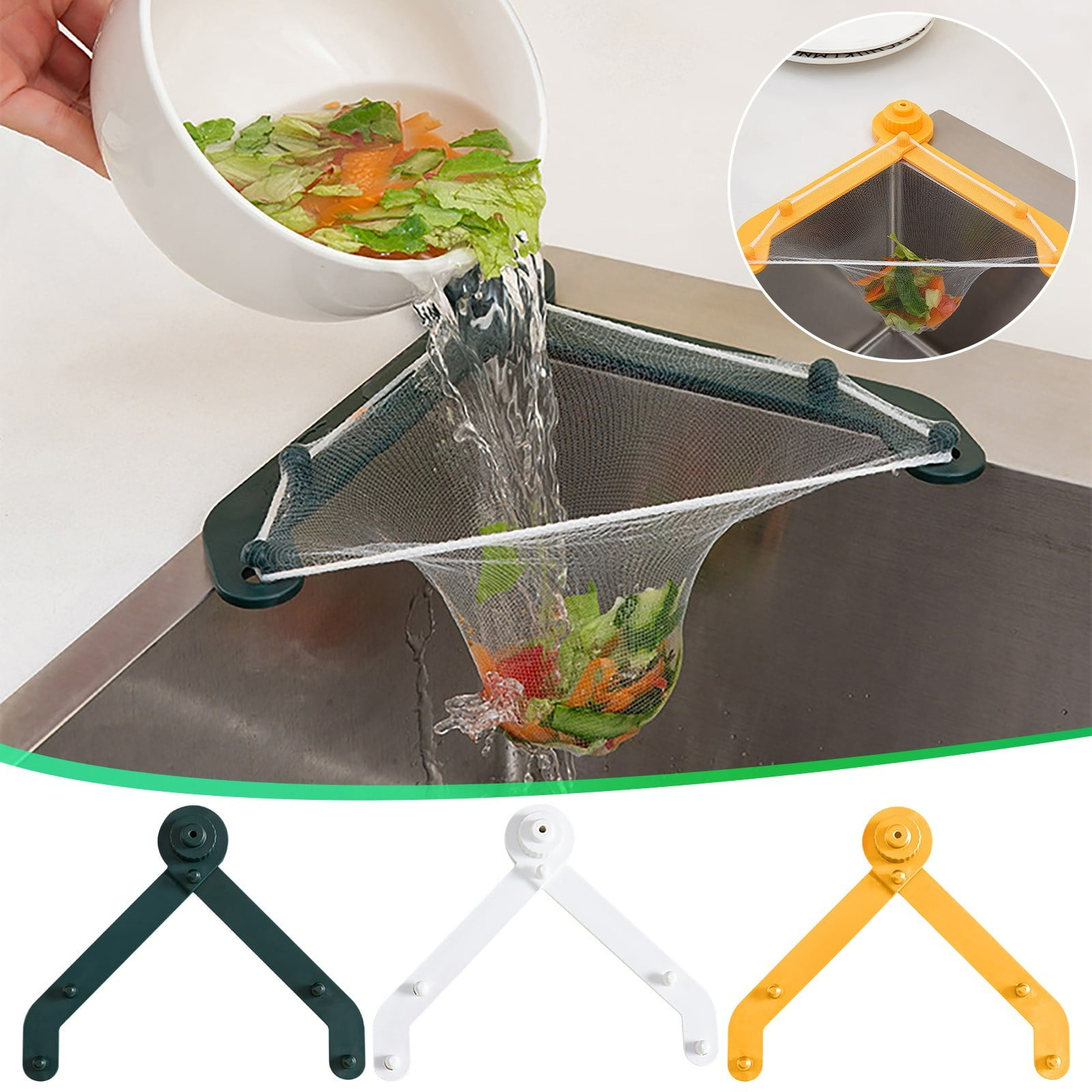 Kitchen Sink Corner Drainer Rack Organizer, Plastic Garbage Storage Net ...
