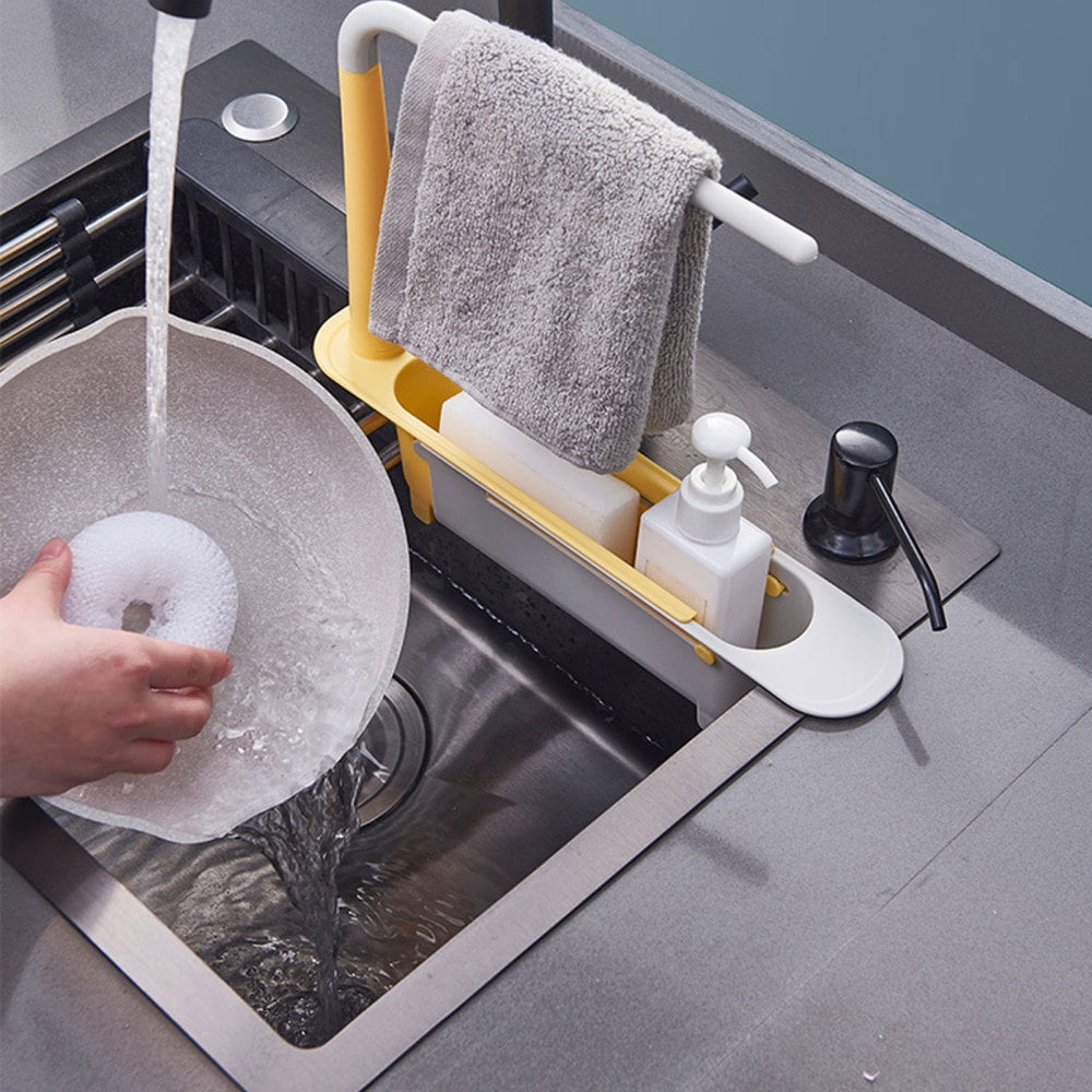 Kitchen Sink Drain Drying Stretch Rack Space Saving with Bracket Basket ...