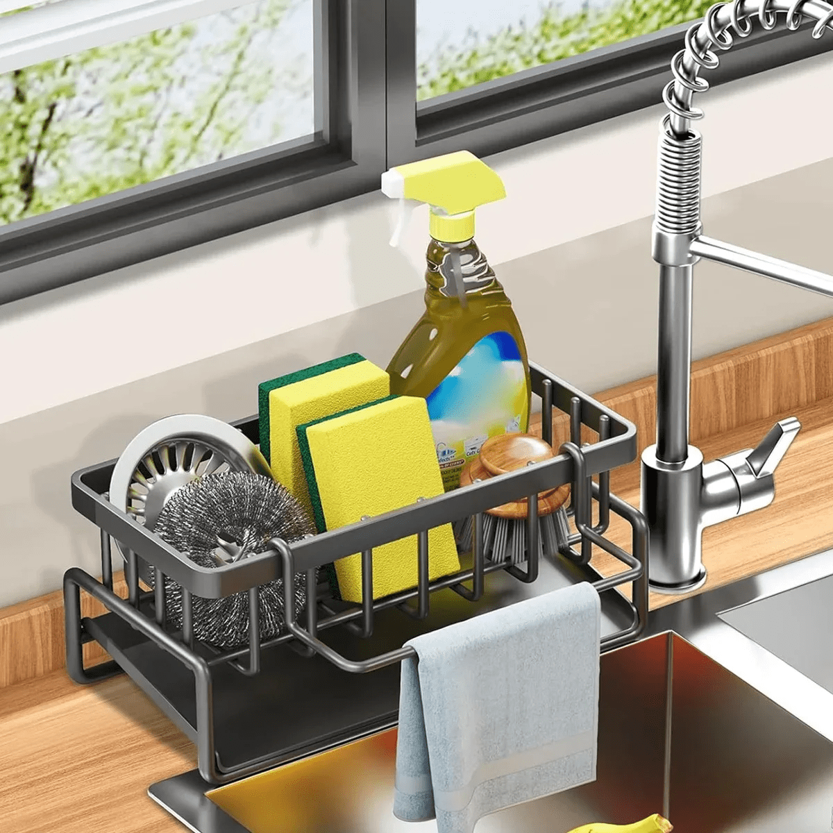 Kitchen Sink Drain Rack Organizer Sponge Storage Faucet Holder Soap ...