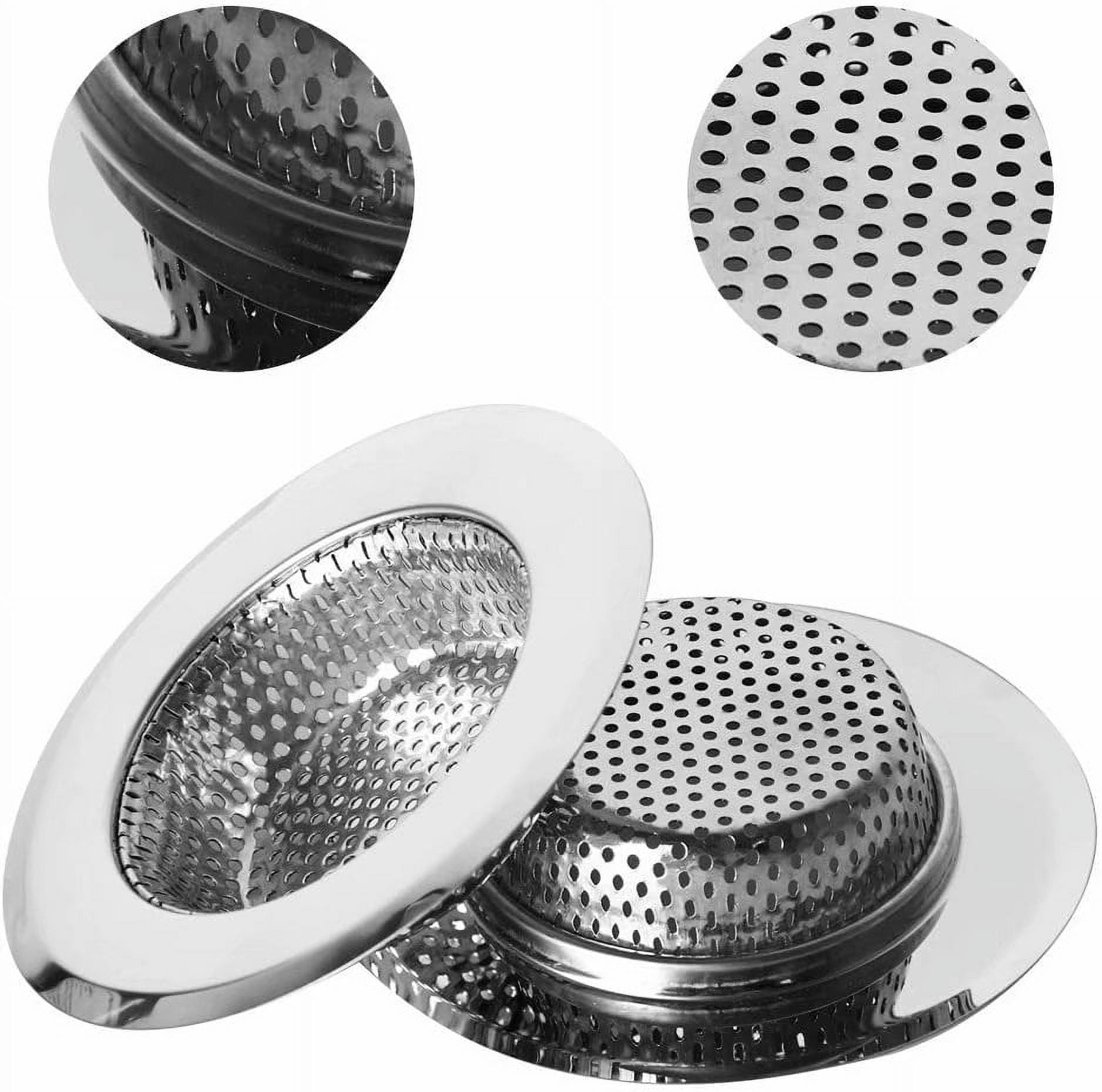 Kitchen Sink Drain Strainer (2 Pack) - Wide Rim 2.8” Diameter Stainless ...