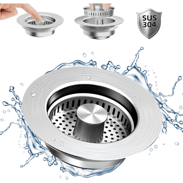Hygie Rinse 3 in 1 Universal Kitchen Sink Stopper Strainer, 304 ...