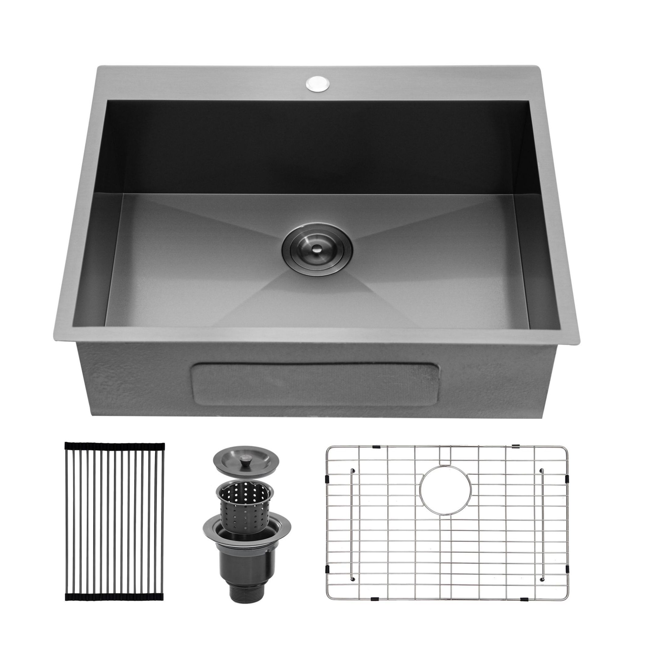 Kitchen Sink Drop-in Topmount Single Bowl Gunmetal Black Stainless ...