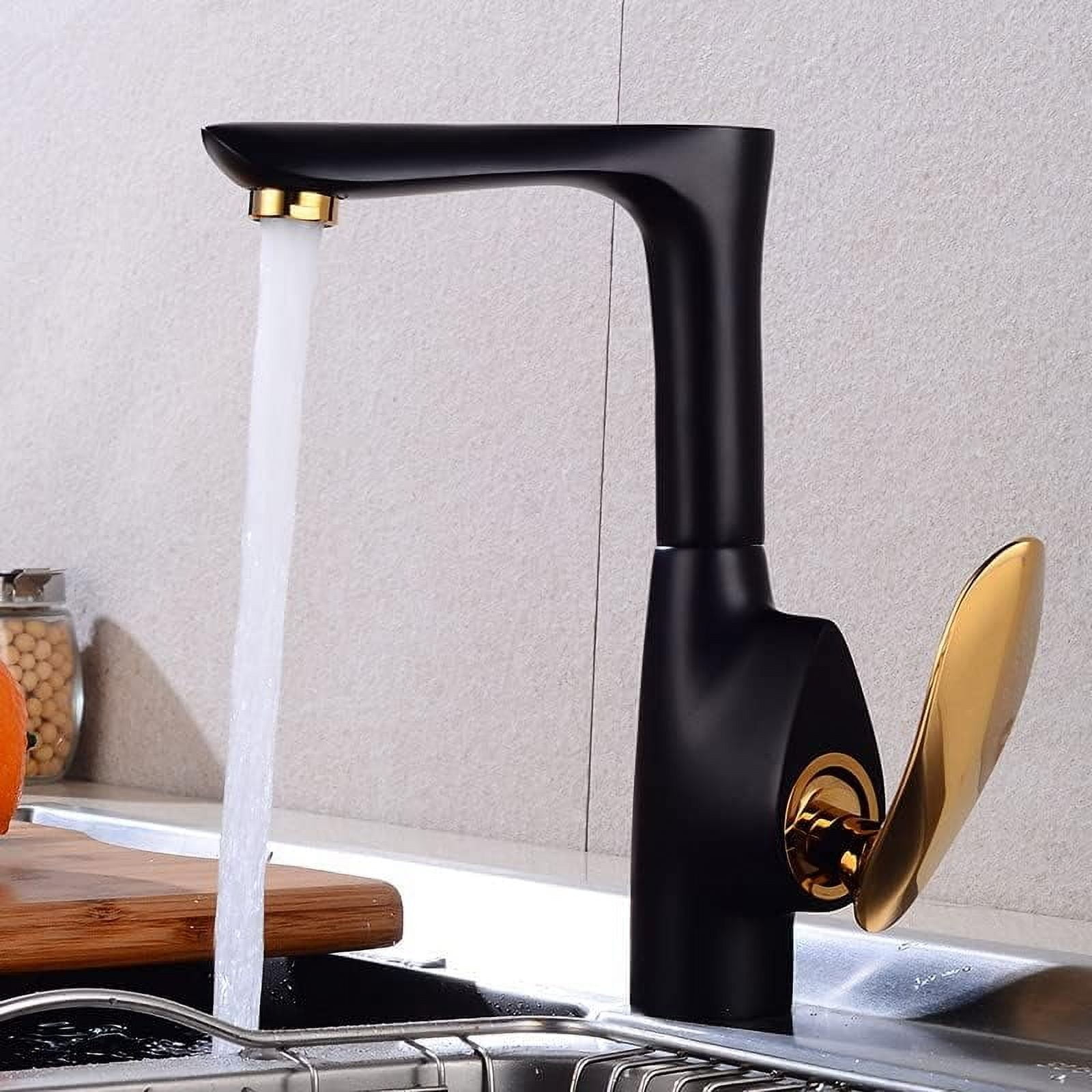 Kitchen Sink Faucet for Bar Farmhouse Commercial, Black Brass Right ...