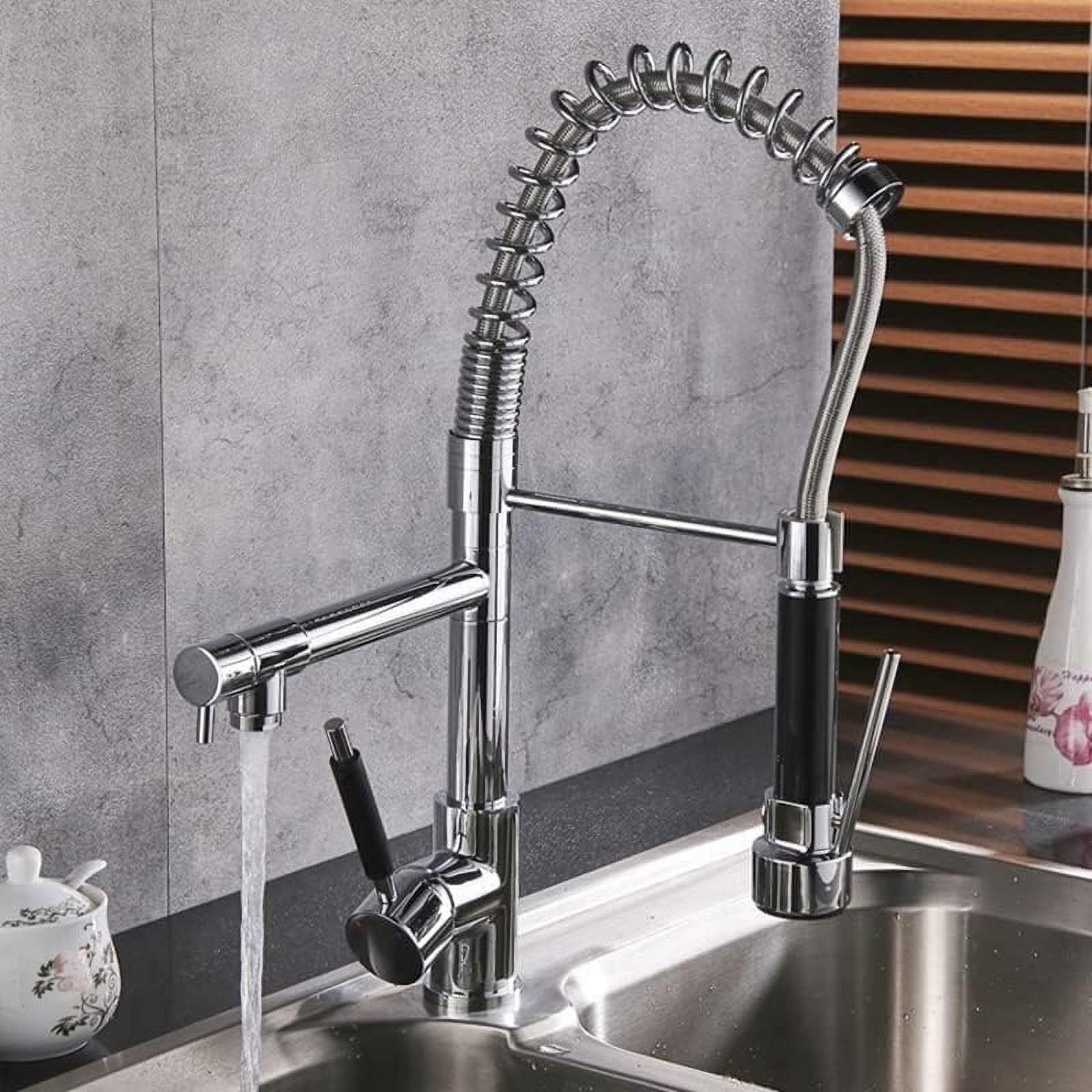 Kitchen Sink Faucet for Bar Farmhouse Commercial, Black Brass Spring ...