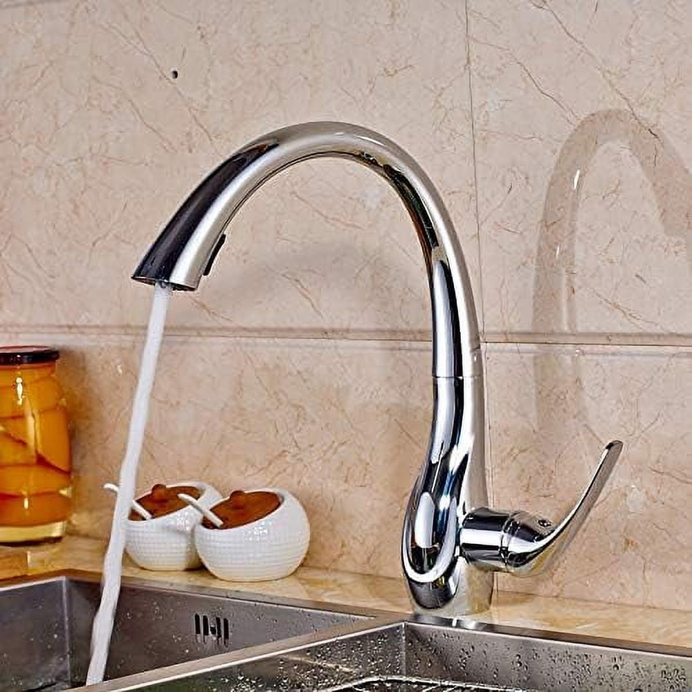 Kitchen Sink Faucet for Bar Farmhouse Commercial, Black Brass Swan Type ...