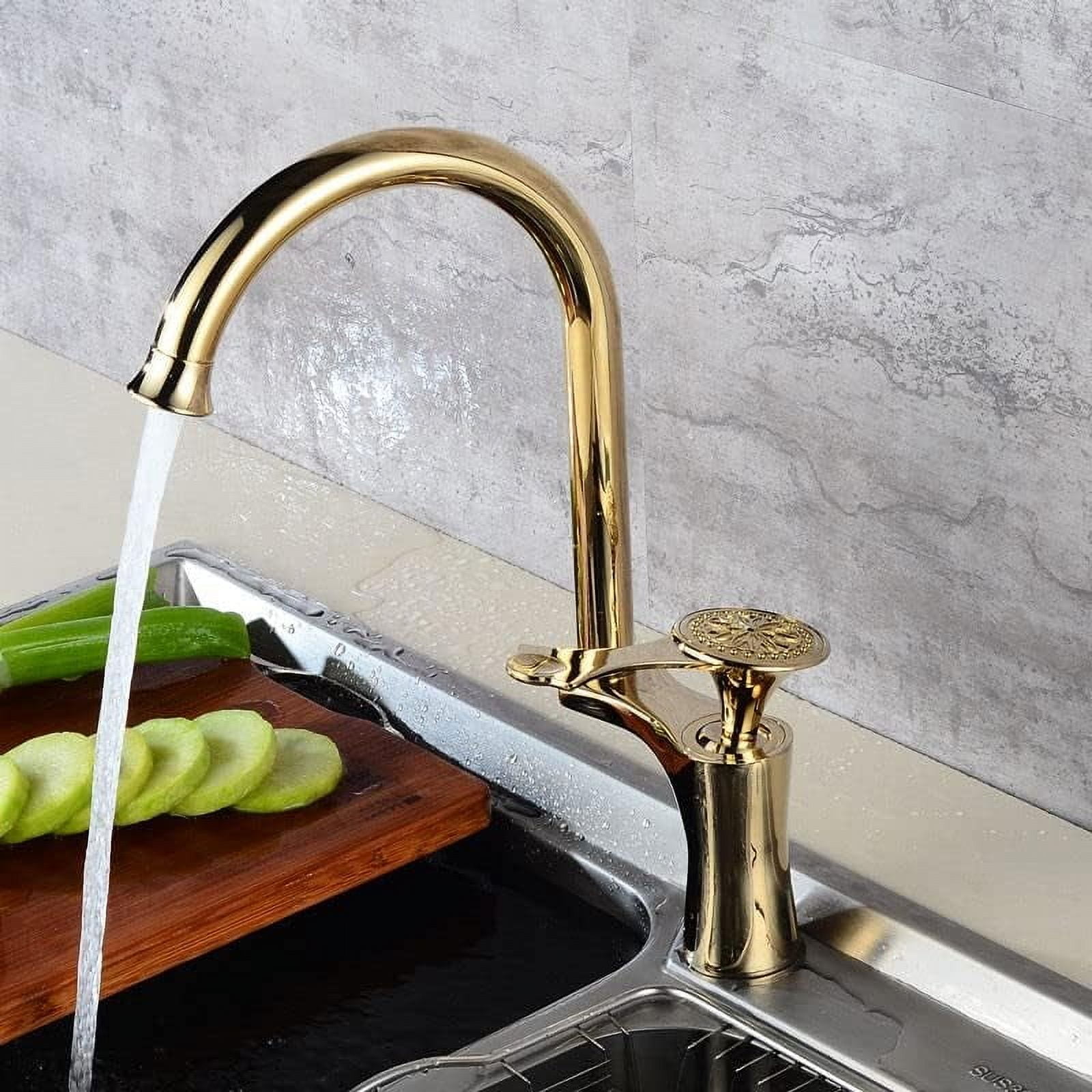 Kitchen Sink Faucet for Bar Farmhouse Commercial, Black/Chrome Brass ...