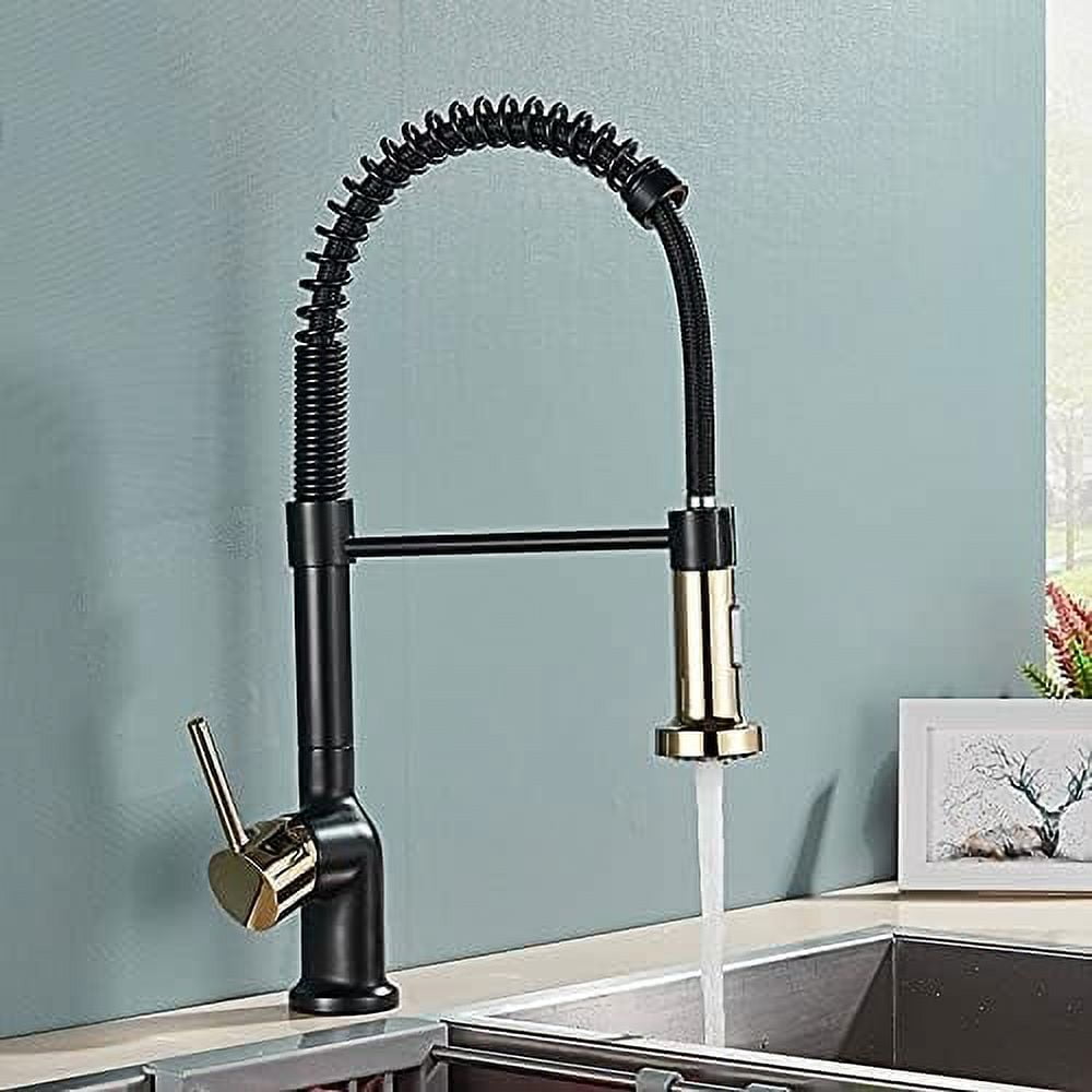 Kitchen Sink Faucet for Bar Farmhouse Commercial, Black Gold Kitchen ...