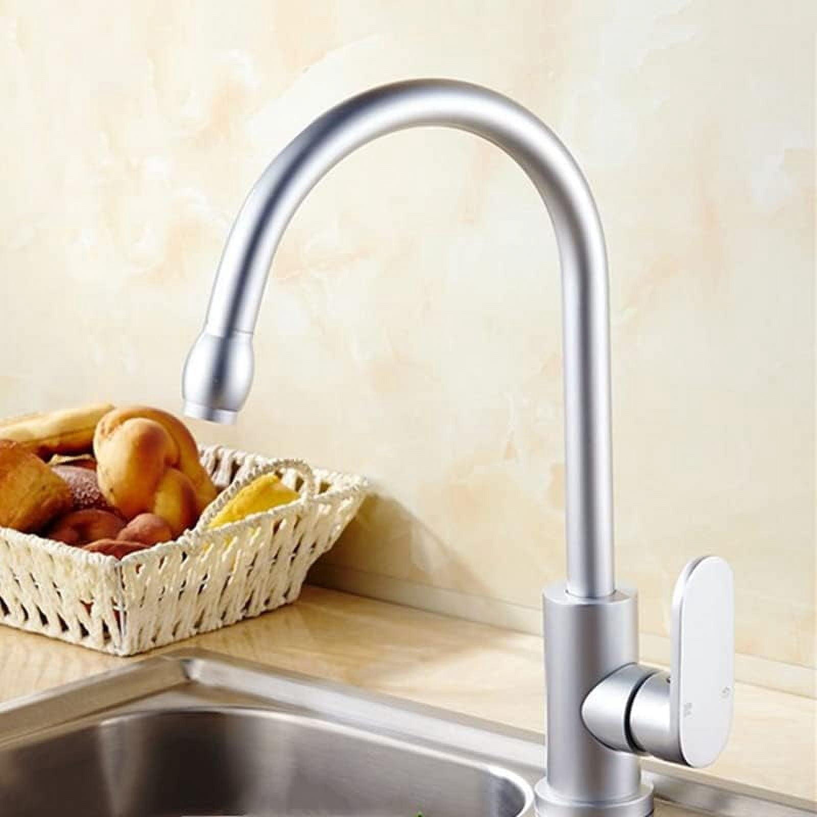 Kitchen Sink Faucet for Bar Farmhouse Commercial, Black/Silver Aluminum ...