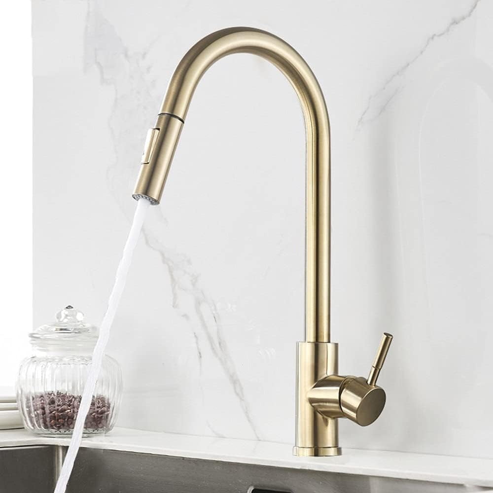 Kitchen Sink Faucet for Bar Farmhouse Commercial, Brushed Gold Kitchen ...
