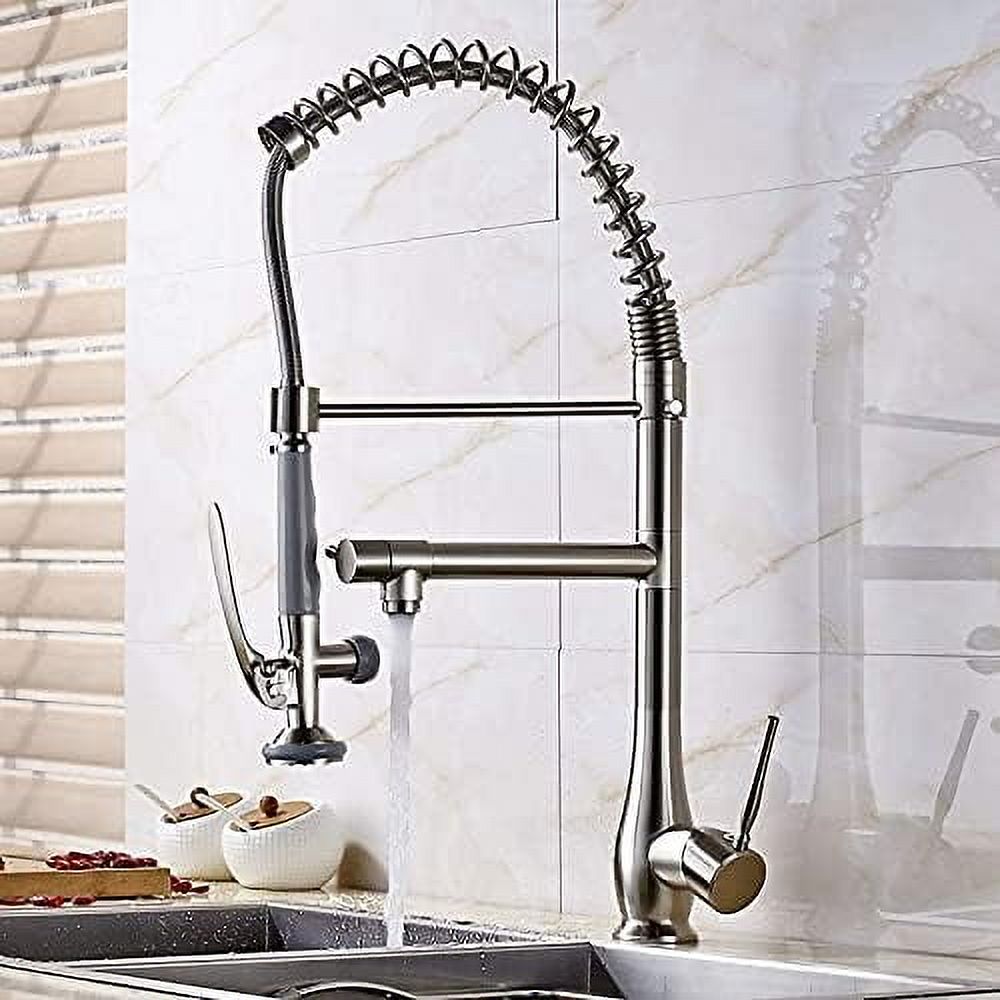 Kitchen Sink Faucet for Bar Farmhouse Commercial, Brushed Nickel Spring ...