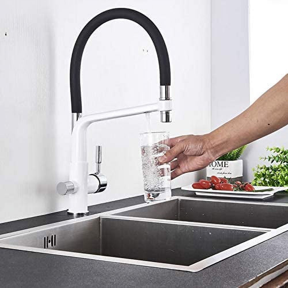 Kitchen Sink Faucet for Bar Farmhouse Commercial, Chrome/Matte Black ...