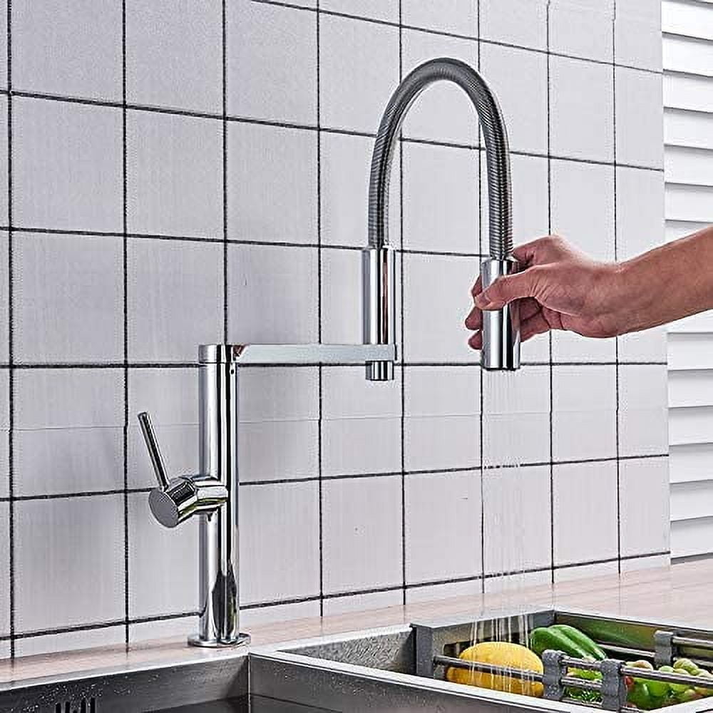 Kitchen Sink Faucet for Bar Farmhouse Commercial, Chrome Rotate Neck ...