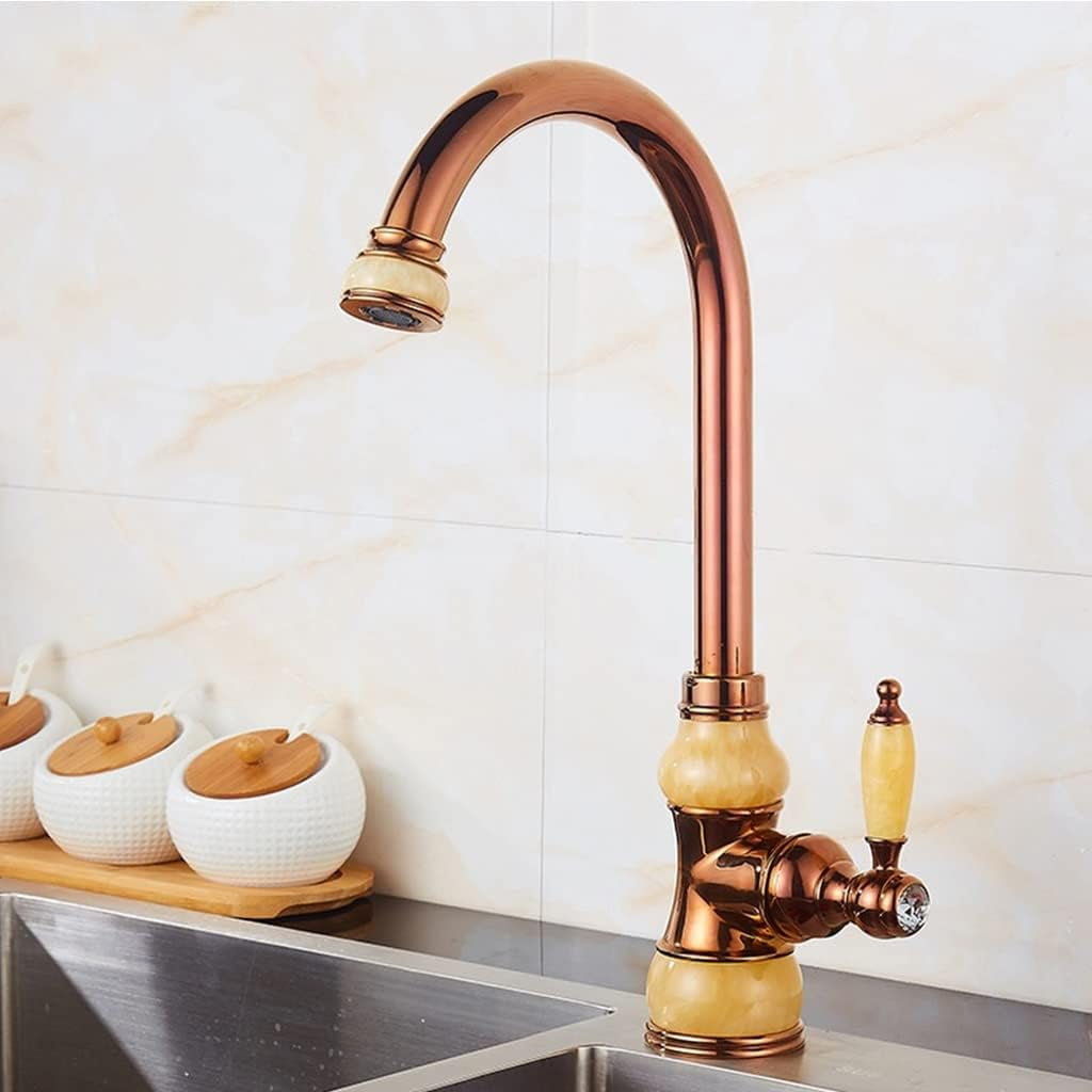 Kitchen Sink Faucet for Bar Farmhouse Commercial, Rose Gold Brass Gourd ...