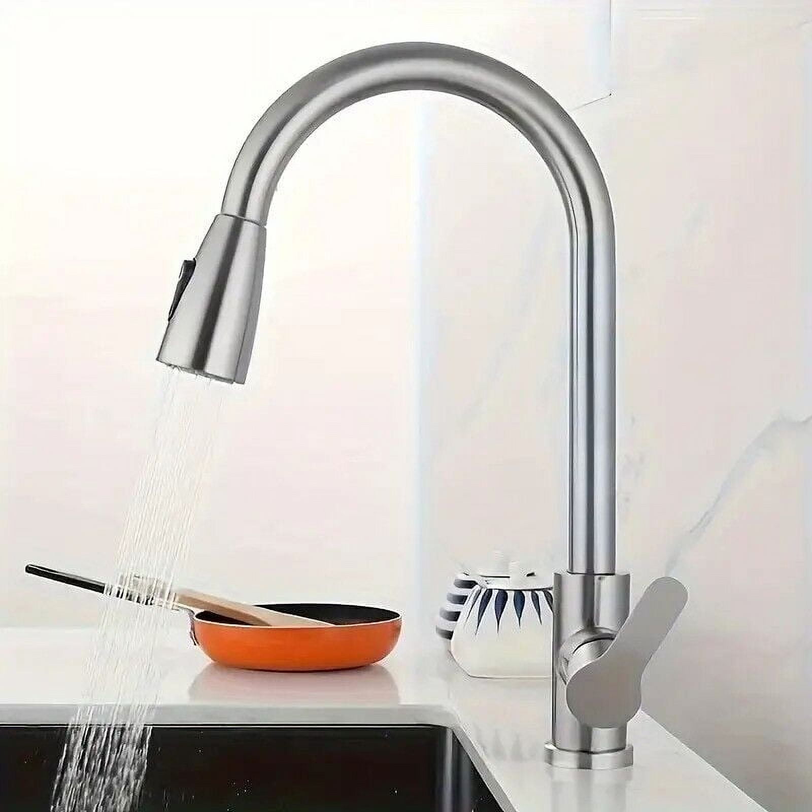 Kitchen Sink Faucet Brushed Nickel Single Handle Swivel Pull Down ...