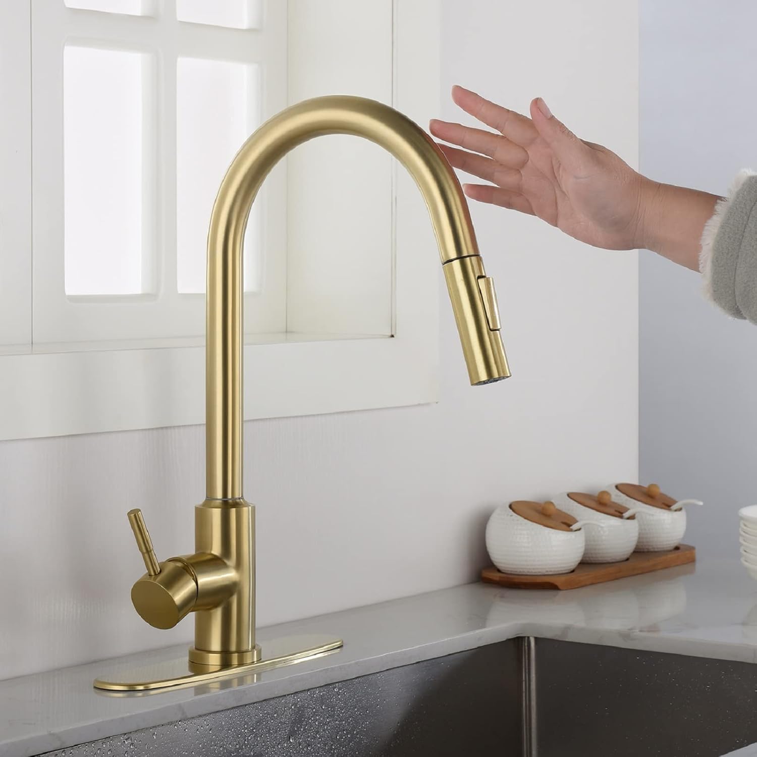 Kitchen Sink Faucet, High Arc Single Lever Single Handle Stainless ...