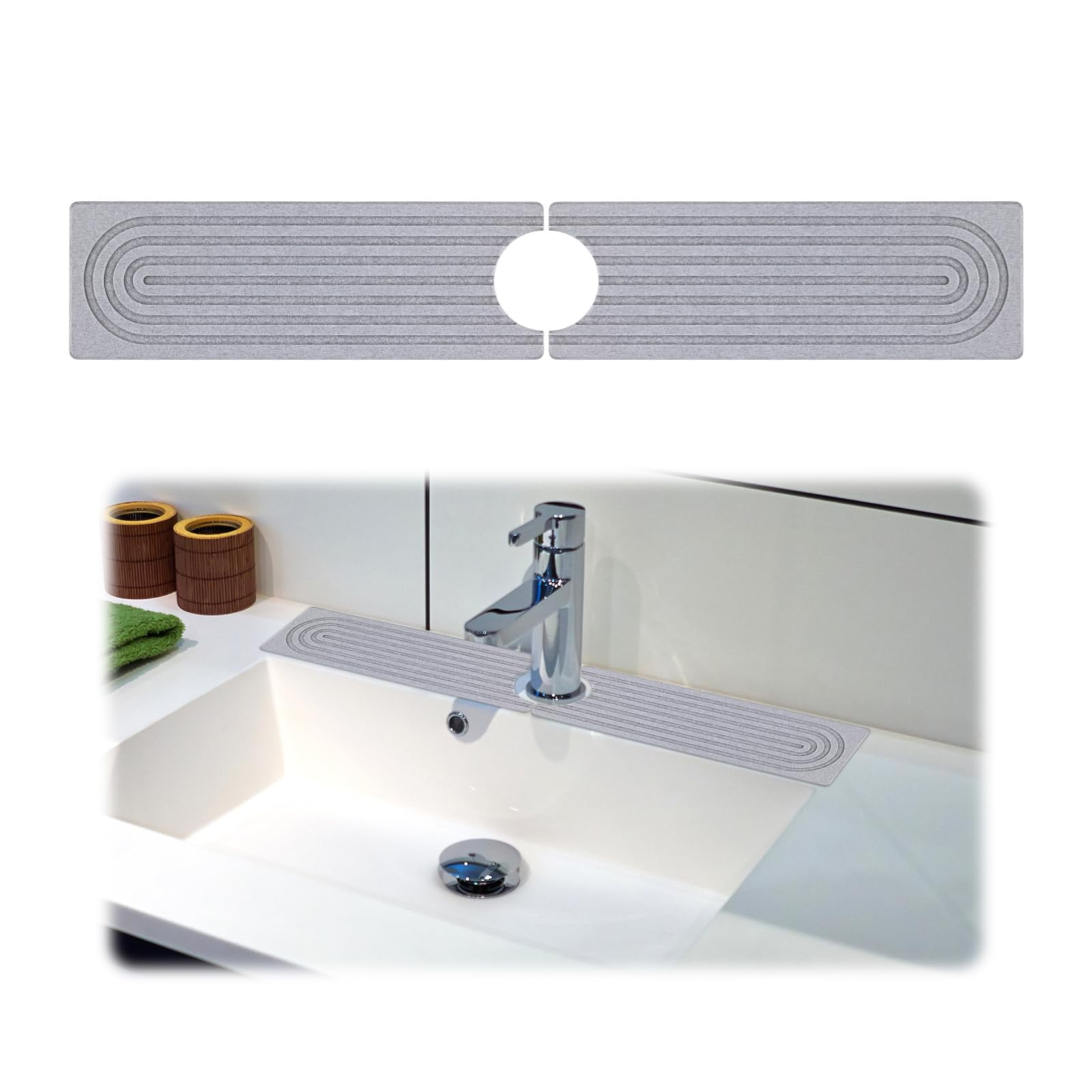 Kitchen Sink Faucet Mat, Square Edges 24 "Long Earth Quick Drying Stone ...