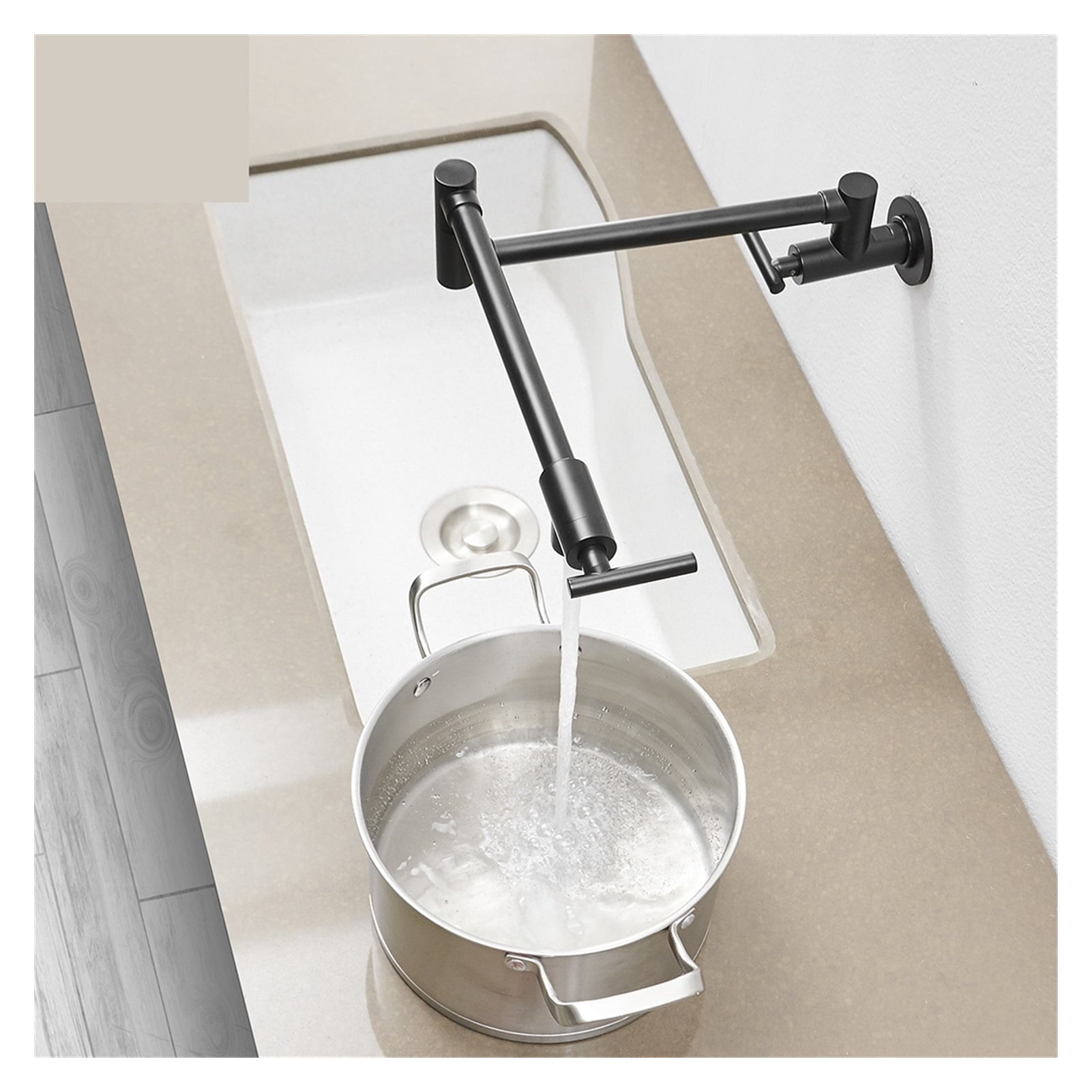 Kitchen Sink Faucet Matte Black Wall Mounted Folding Kitchen Faucet Pot ...