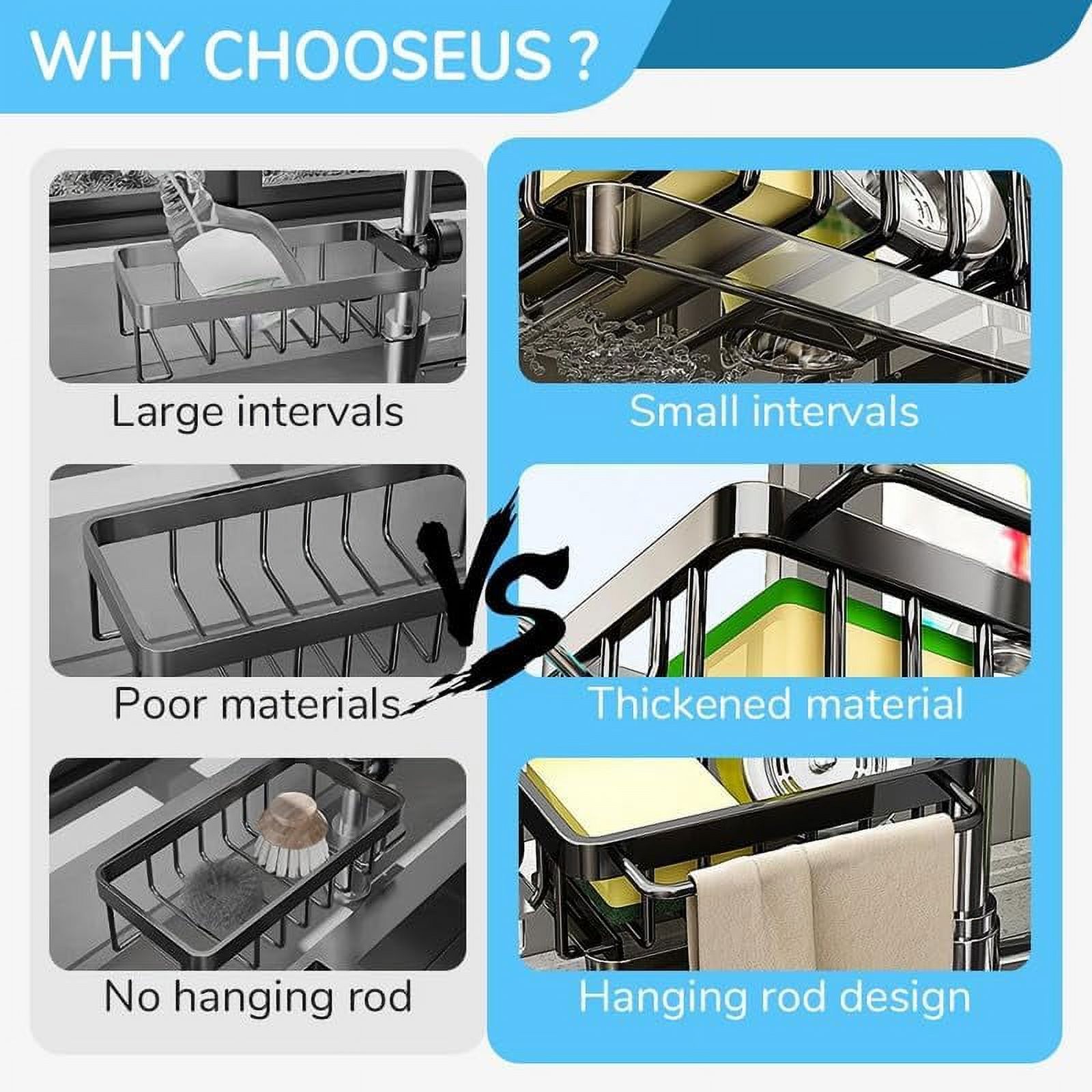 Kitchen Sink Faucet Organizer, 2024 Upgrade Multifunction Organizer ...