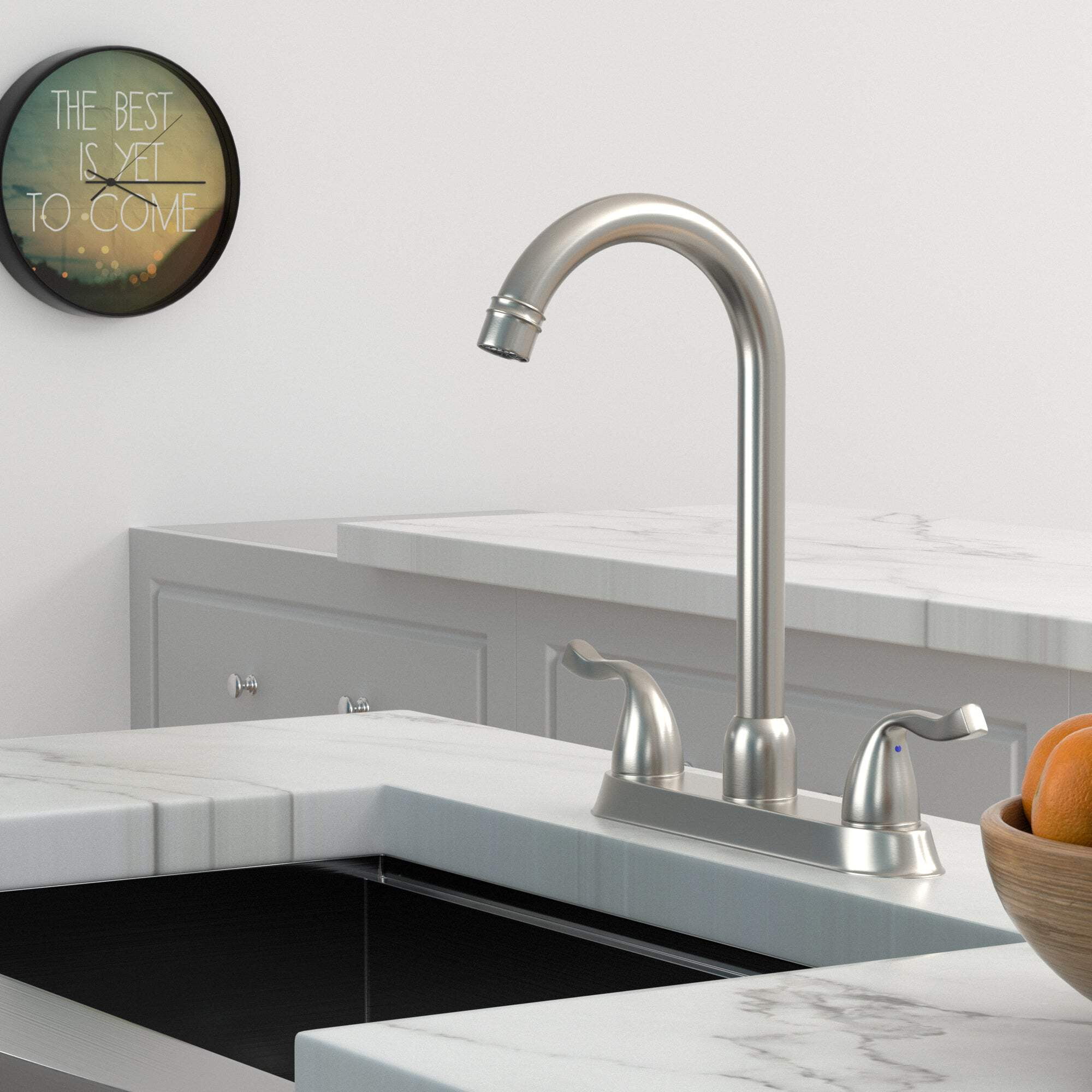 Kitchen Sink Faucet With 2 Handles, 3 Hole Installation, Brushed Nickel ...