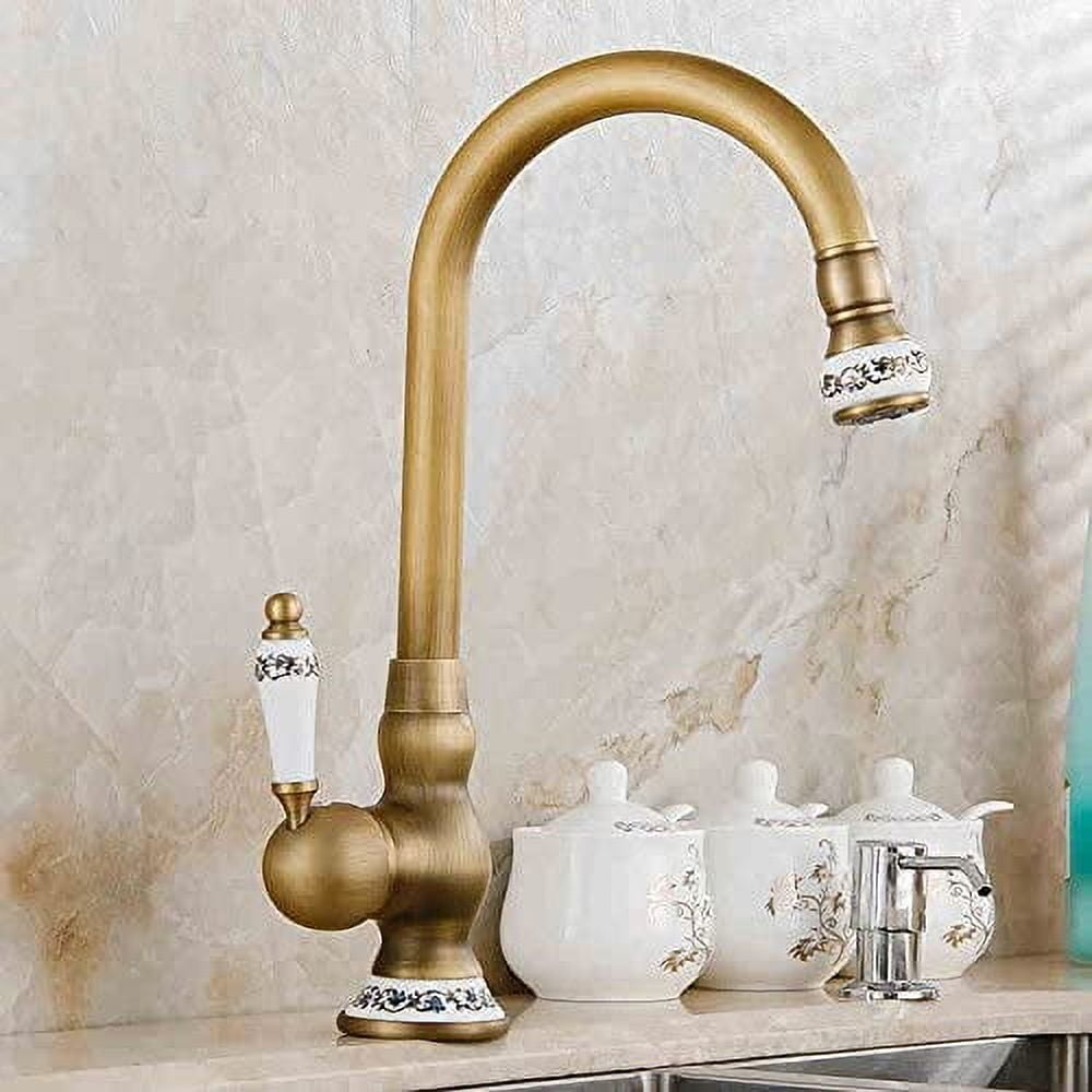 Kitchen Sink Faucet for Bar Farmhouse Commercial, Brass Antique Deck ...