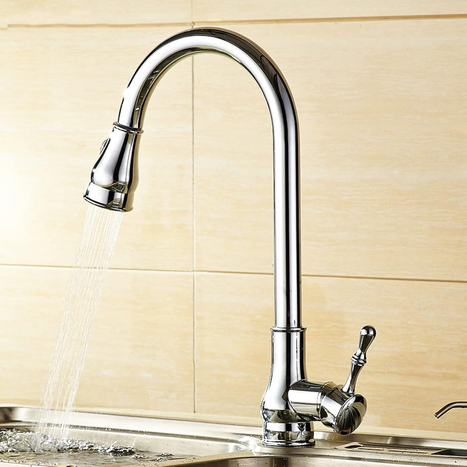 Kitchen Sink Faucets with Pullout Sprayer,Single Handle Single Hole 2 ...