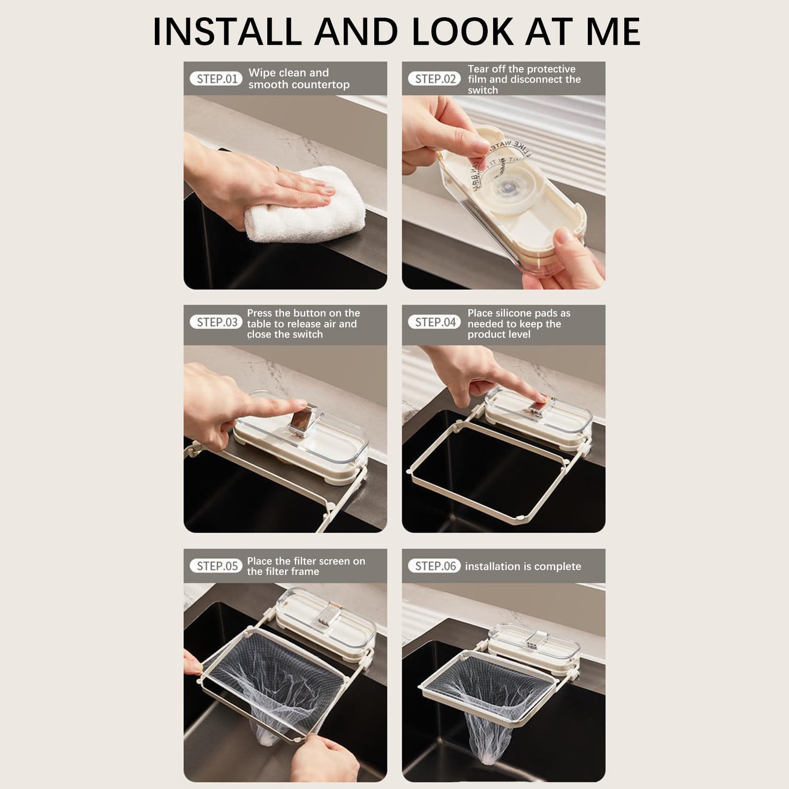 Kitchen Sink Filter Mesh Frame Suction Cup Type Disposable Leftover ...