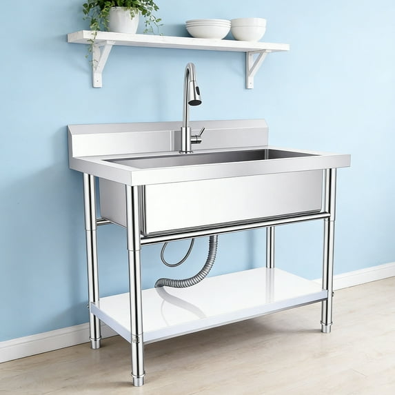Kitchen Sink with Hot & Cold Water Pipes and pull-out Faucet ...