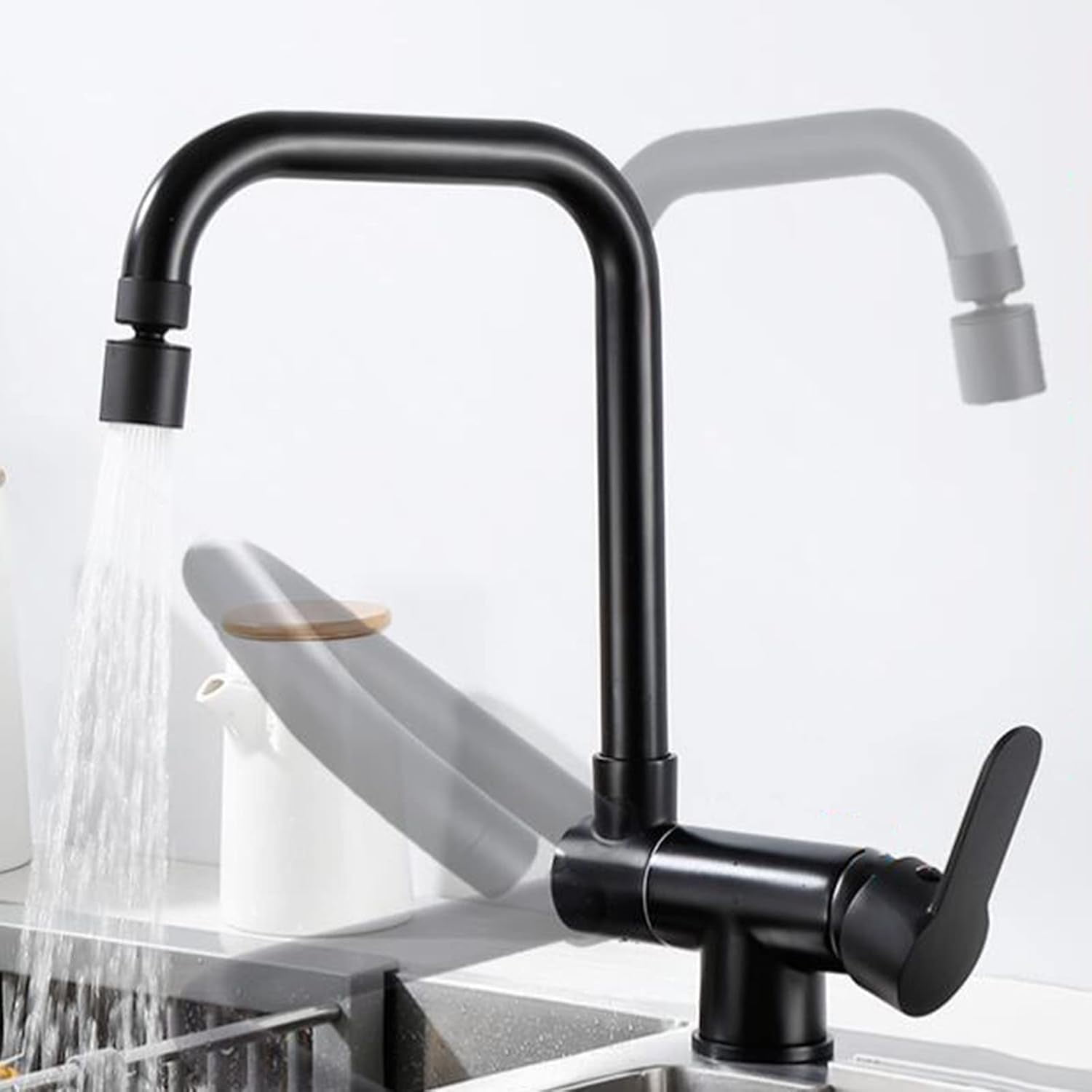 Kitchen Sink Mixer Faucet Folding Inside Window Brass Hot Water and ...