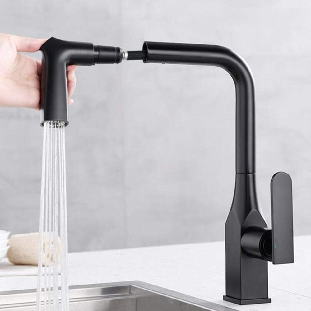 Kitchen Sink Mixer Tap with Pull Down Sprayer,Kitchen Taps Black Brass ...