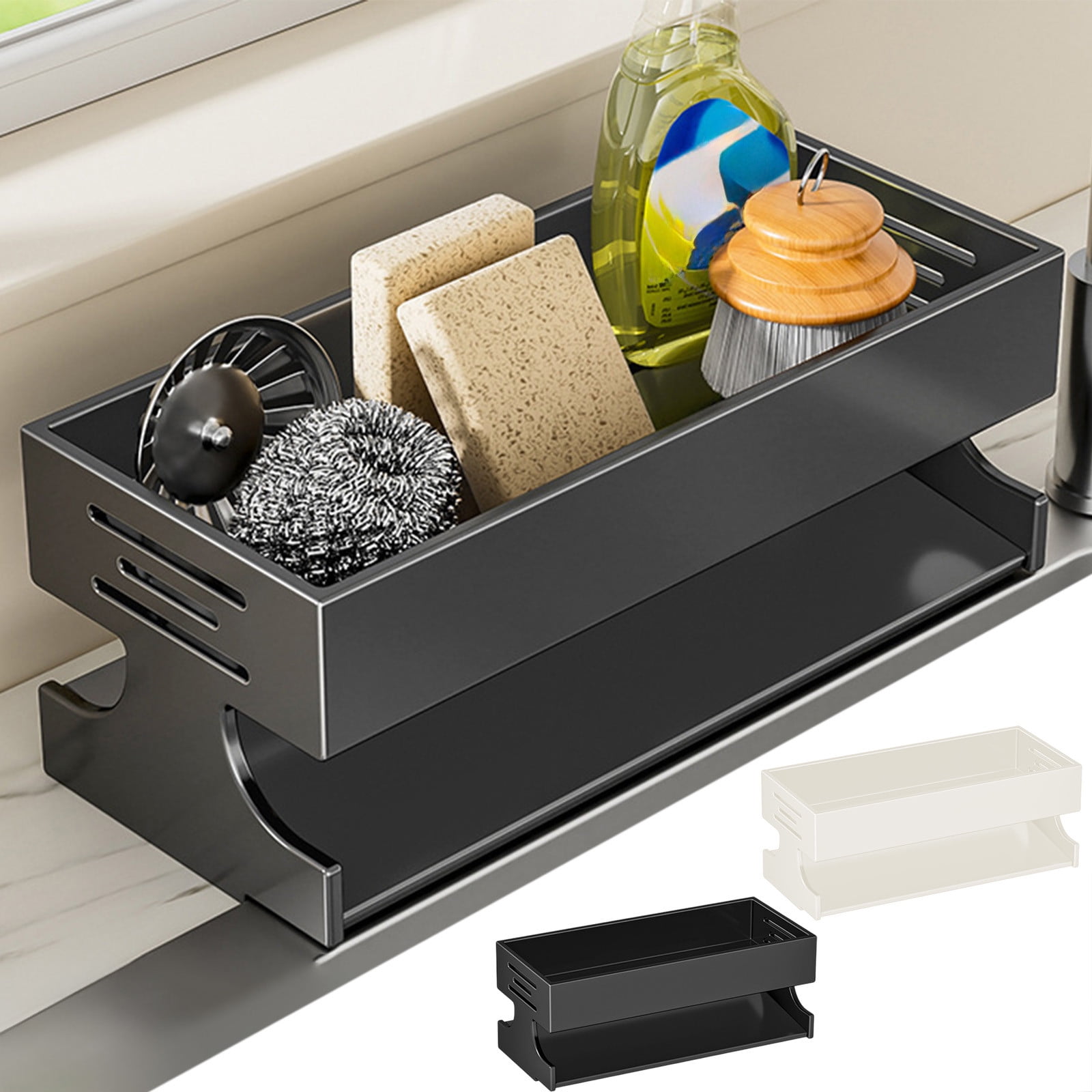 Kitchen Sink Organizer Sponge Rack, Drainage Sponge Holder, Compact ...
