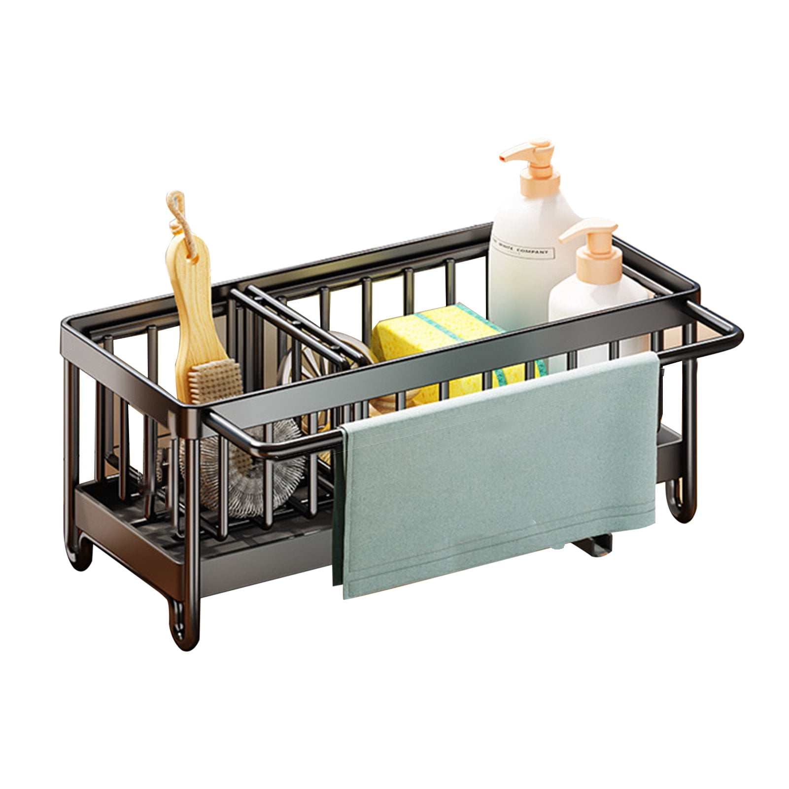 Kitchen Sink Organizer Storage Rack with Removable Drain Tray Easy ...