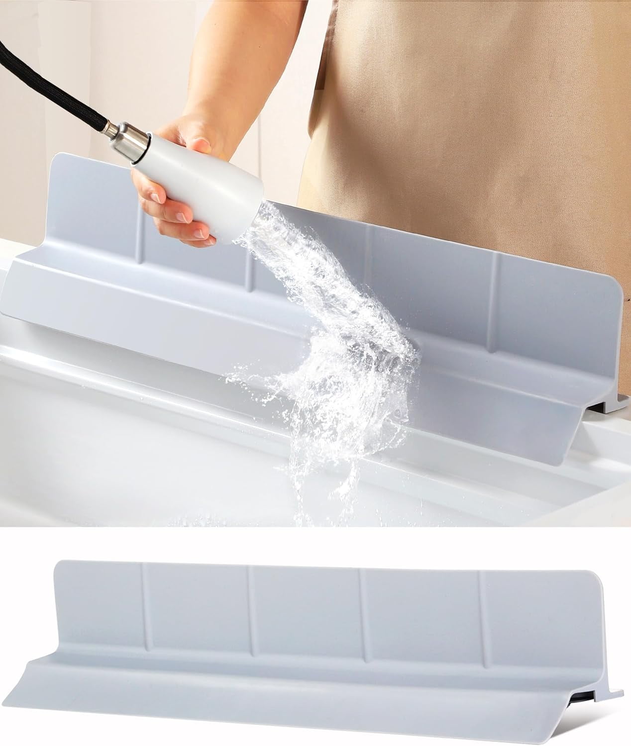 Kitchen Sink Splash Guard 23" Self-Draining Silicone Water Guard with ...