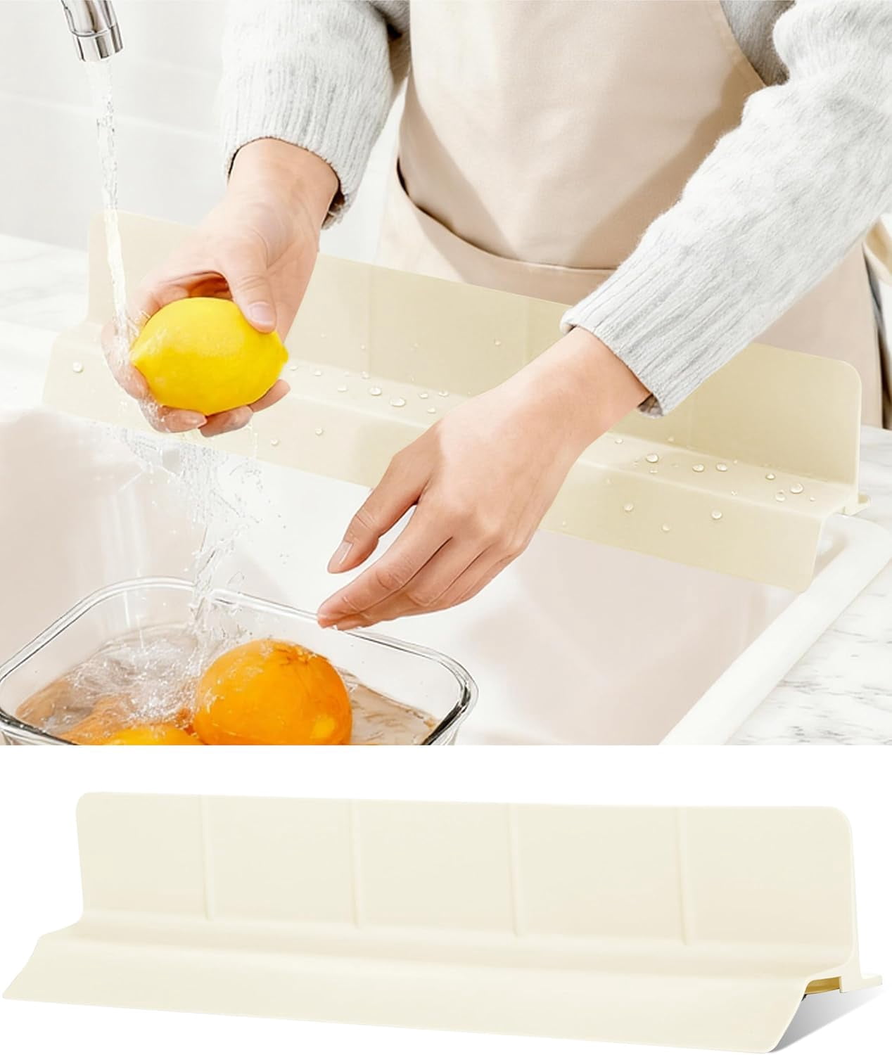 Kitchen Sink Splash Guard 23" Self-Draining Silicone Water Guard with ...