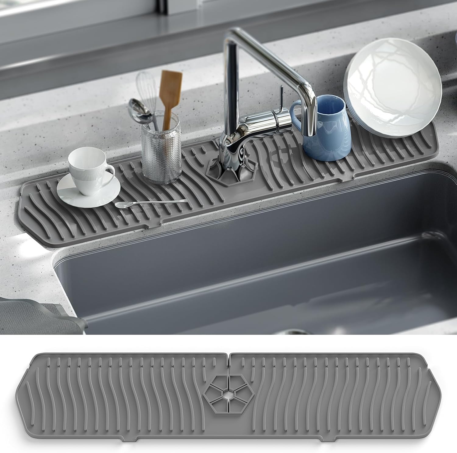 Gemdeck 18" Silicone Faucet Mats Kitchen Sink Splash Guard Water ...