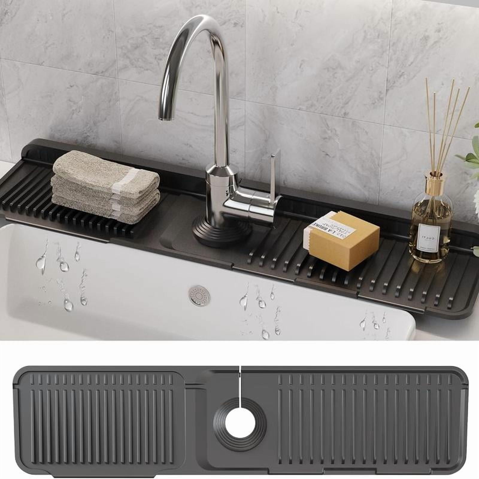 Kitchen Sink Splash Guard 24"x5.8", Silicone Sink Mat for Countertop ...