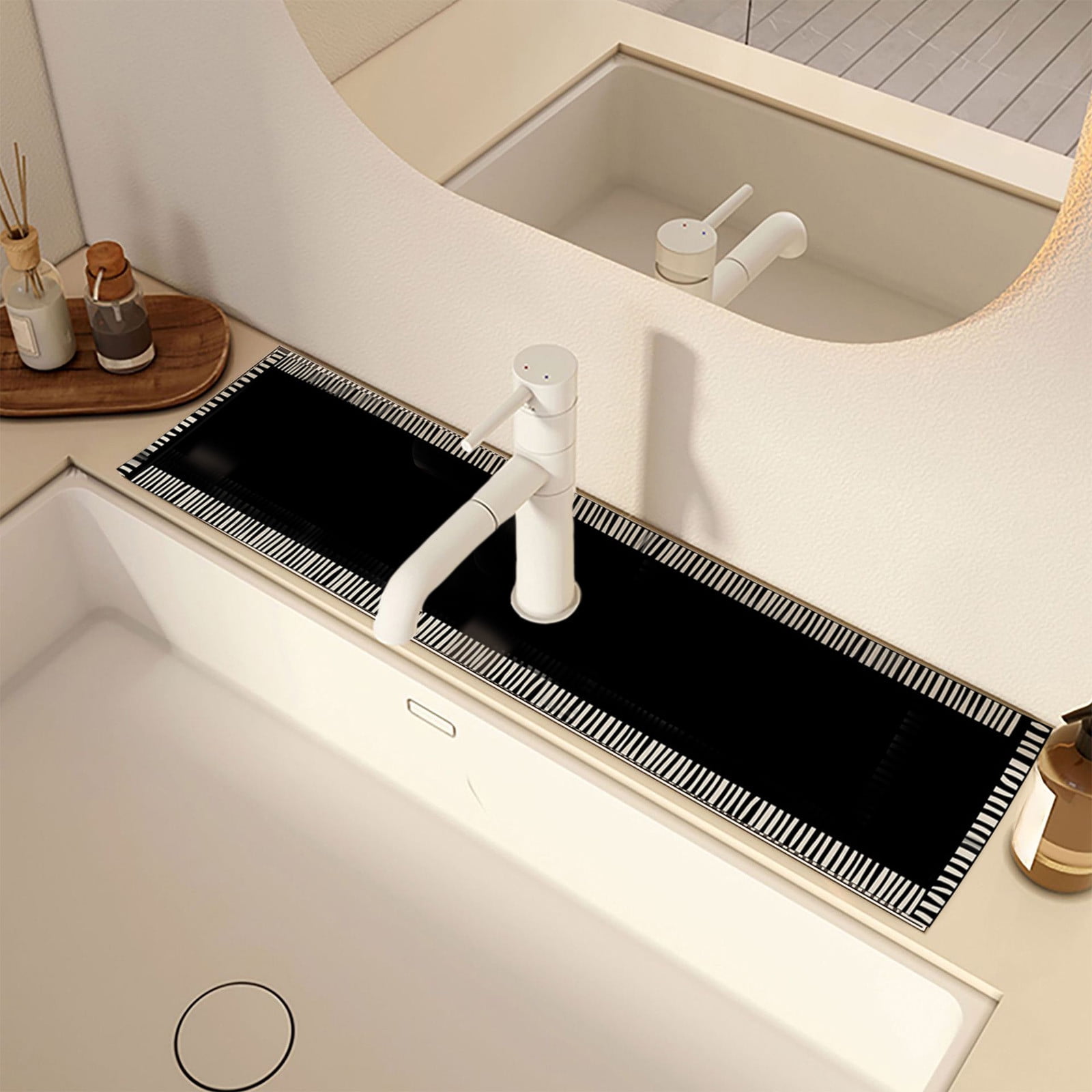 Kitchen Sink Splash Guard, 24x4 in Faucet Mat Splash Catcher, Handle ...