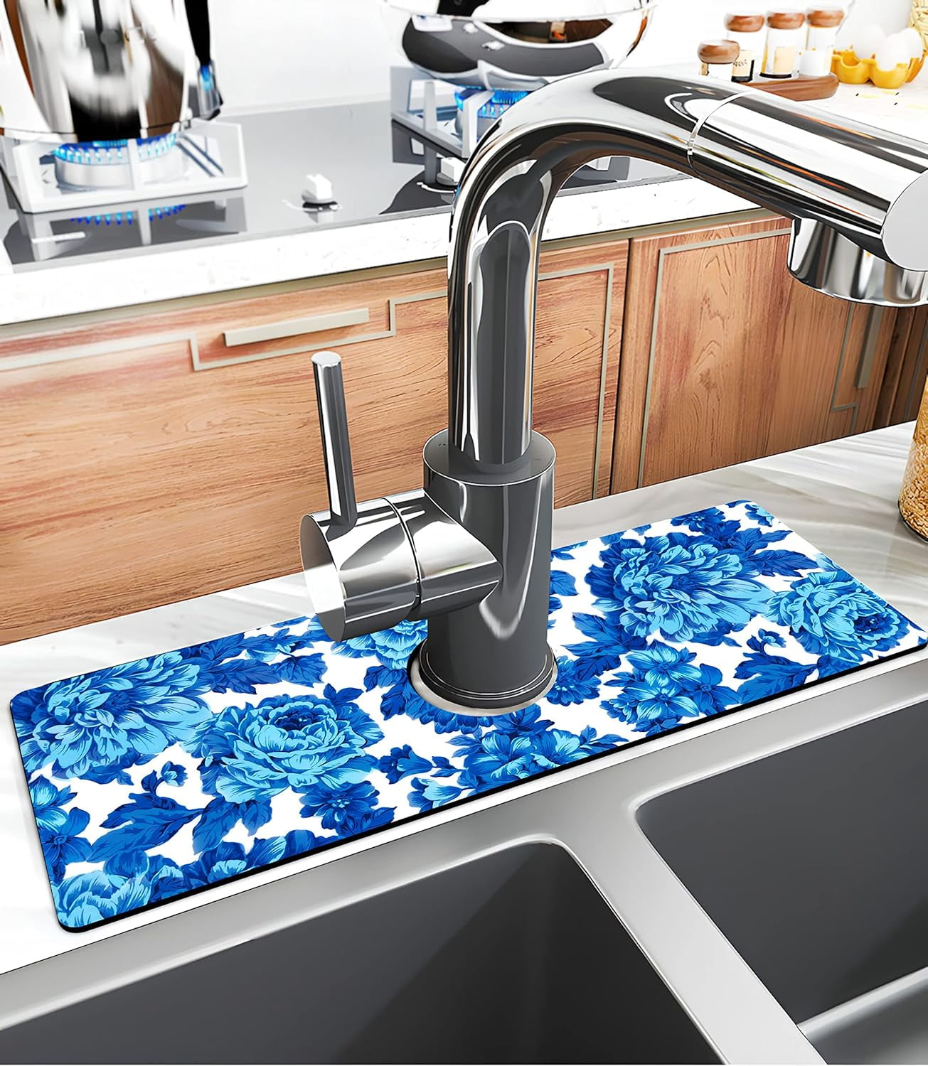 Kitchen Sink Splash Guard Faucet Mat -1 PC Super Absorbent Fast Drying ...