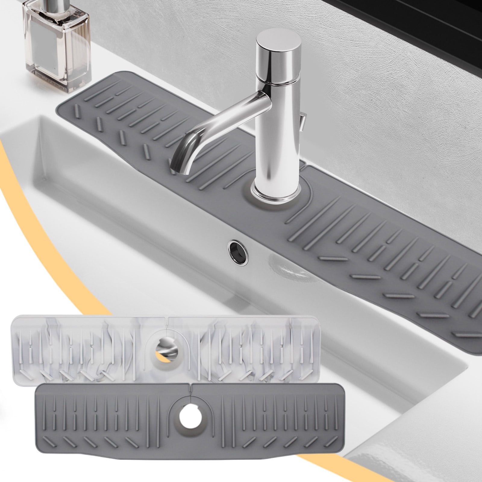 Kitchen Sink Splash Guard Mat, 23.6" Gray Silicone Water Catcher Pad ...