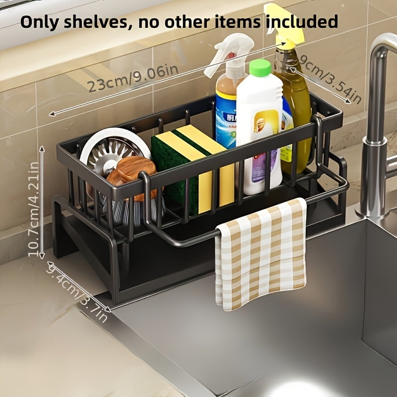 Kitchen Sink Sponge Draining Rack, Self-draining Kitchen Sink Organizer ...
