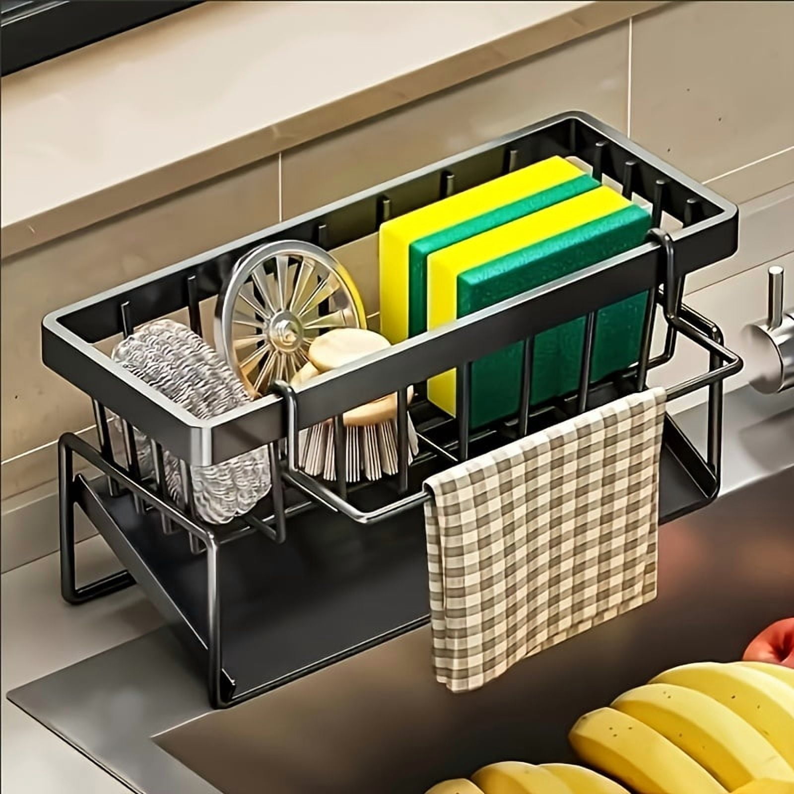 Kitchen Sink Sponge Draining Rack, Self-draining Kitchen Sink Organizer ...