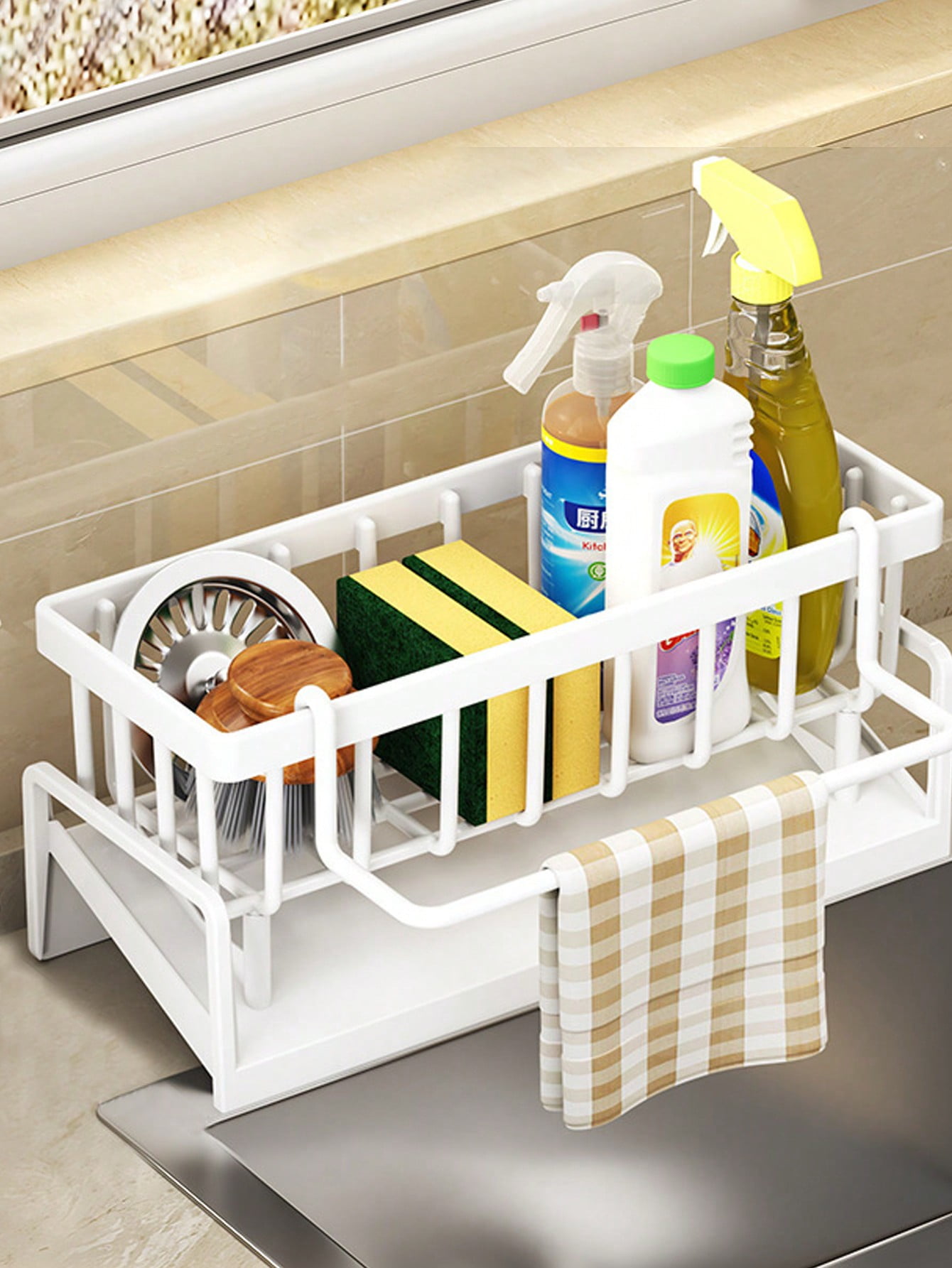 Kitchen Sink Sponge Holder, Dish Cloth Hanger, Countertop Sponge Rack ...