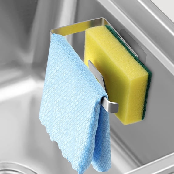 Kitchen Sink Sponge Holder - Sponge and Dish Cloth Hanger, Adhesive ...